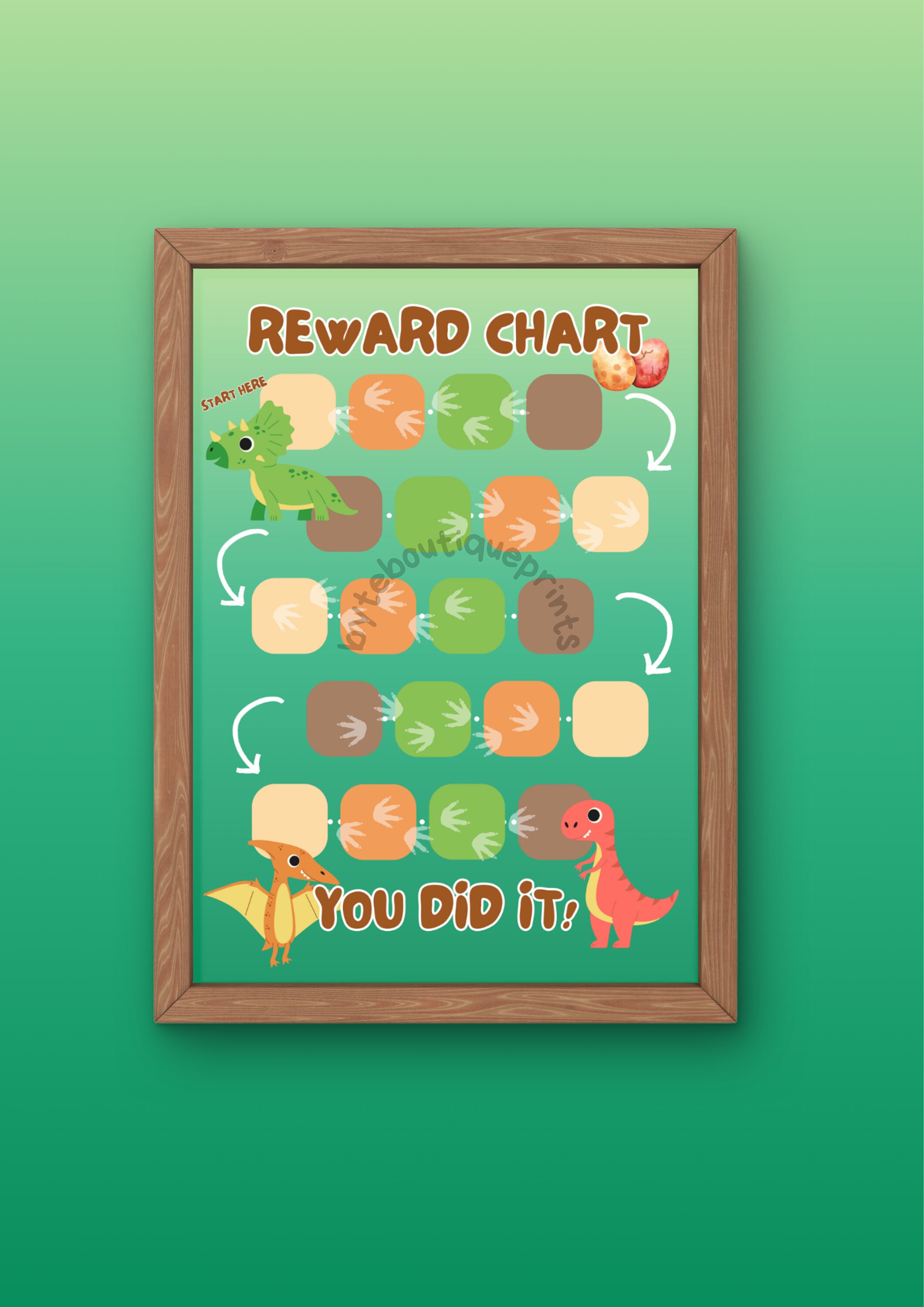 Dinosaur Kids Reward Chart Potty Training Toilet Behavioural Progress ...