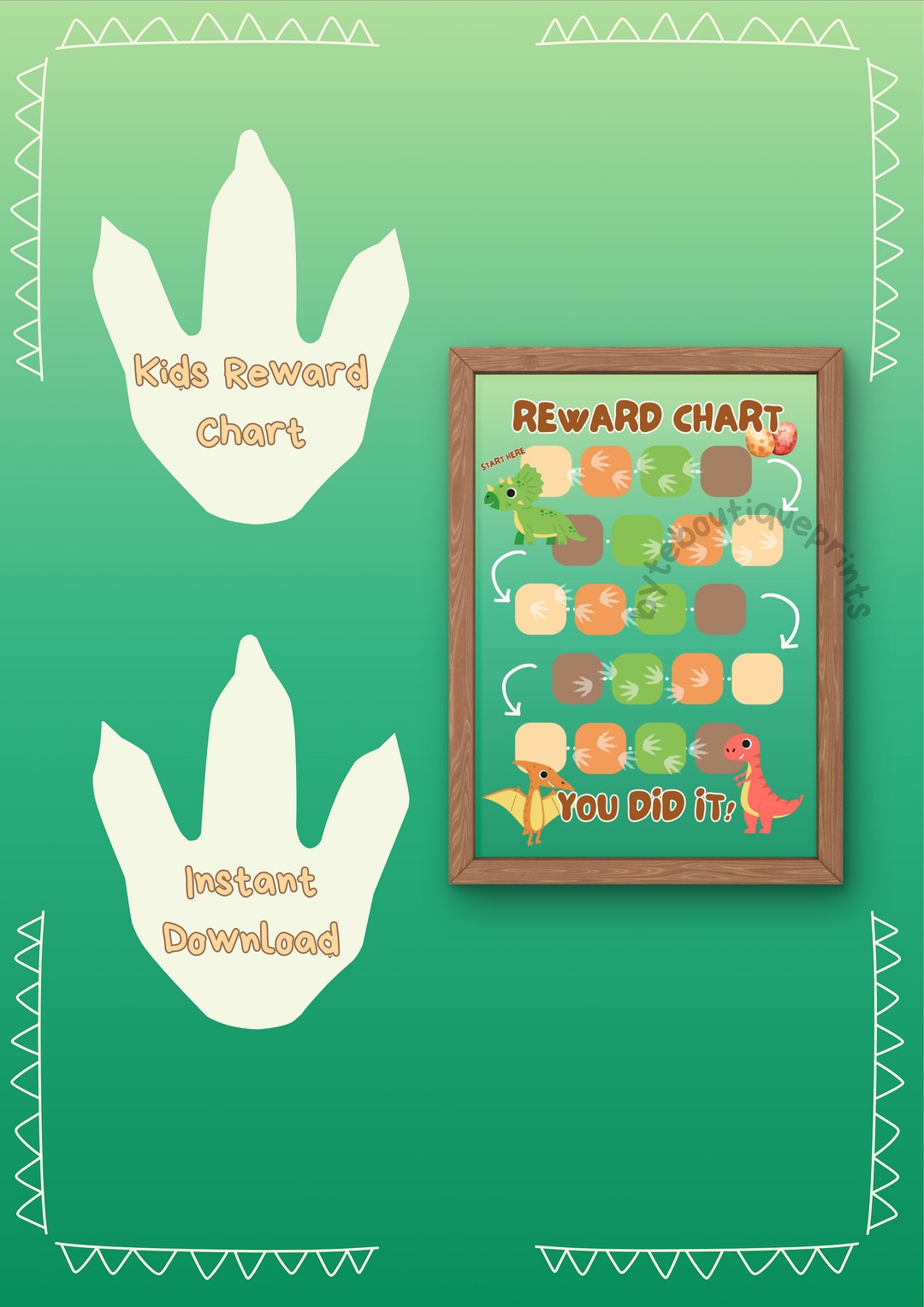 Dinosaur Kids Reward Chart Potty Training Toilet Behavioural Progress ...