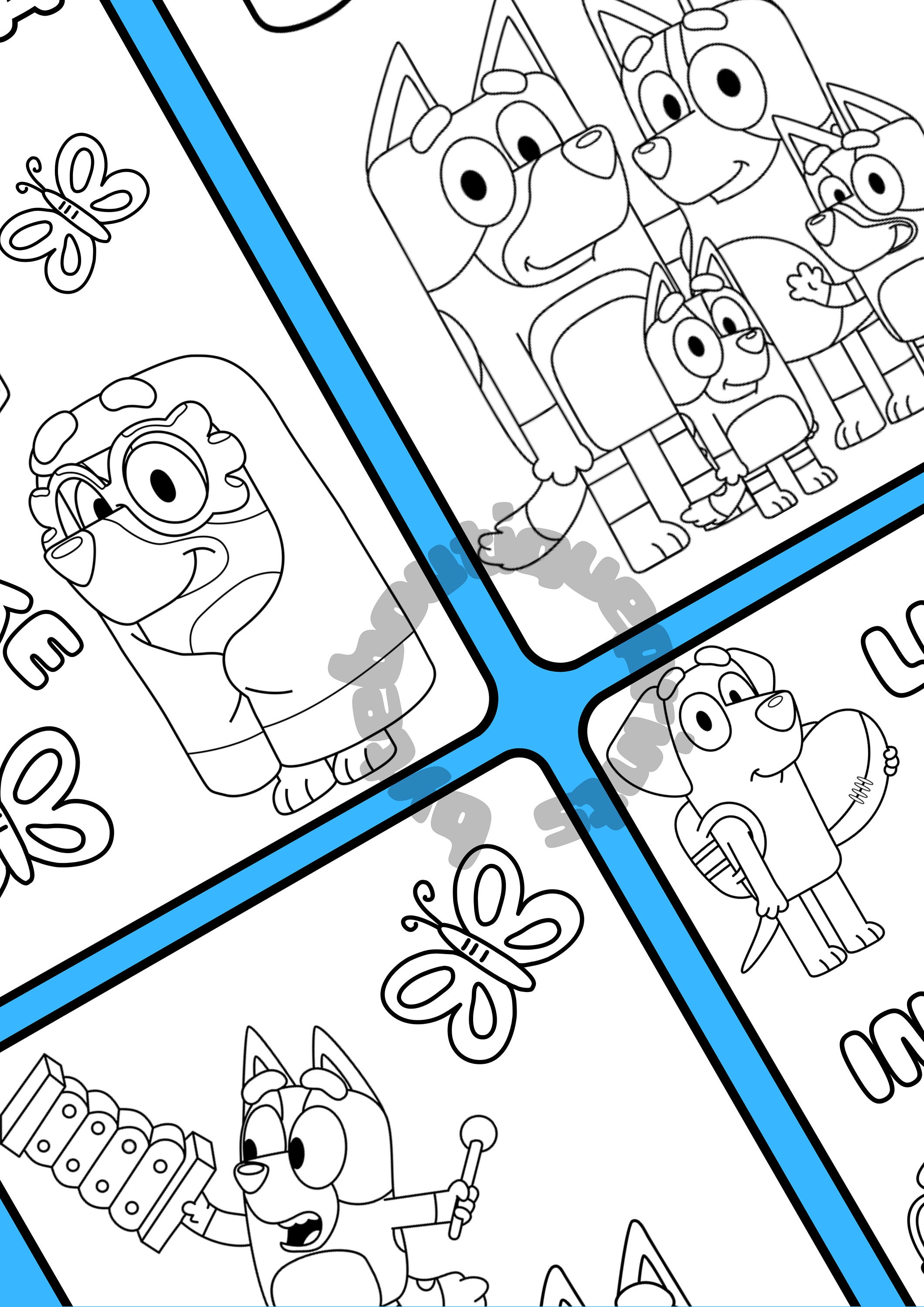 Bluey Colouring Pages Digital Download Printable Dog Gift for Kids ...