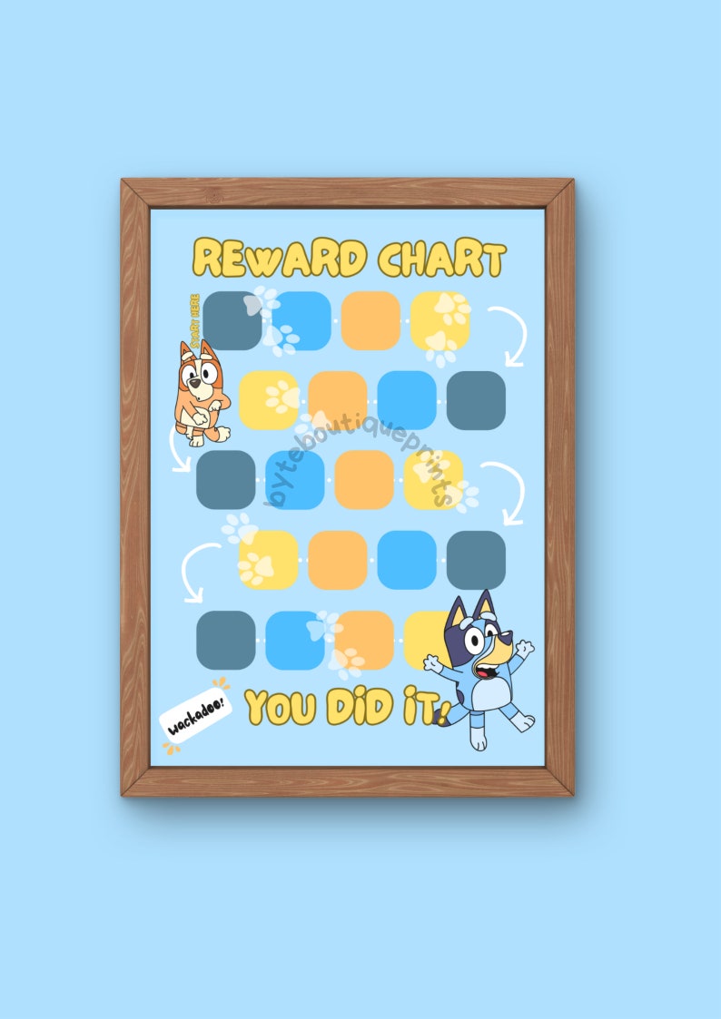 Kids Reward Chart, Potty Training, Bluey Sticker Chart - Etsy