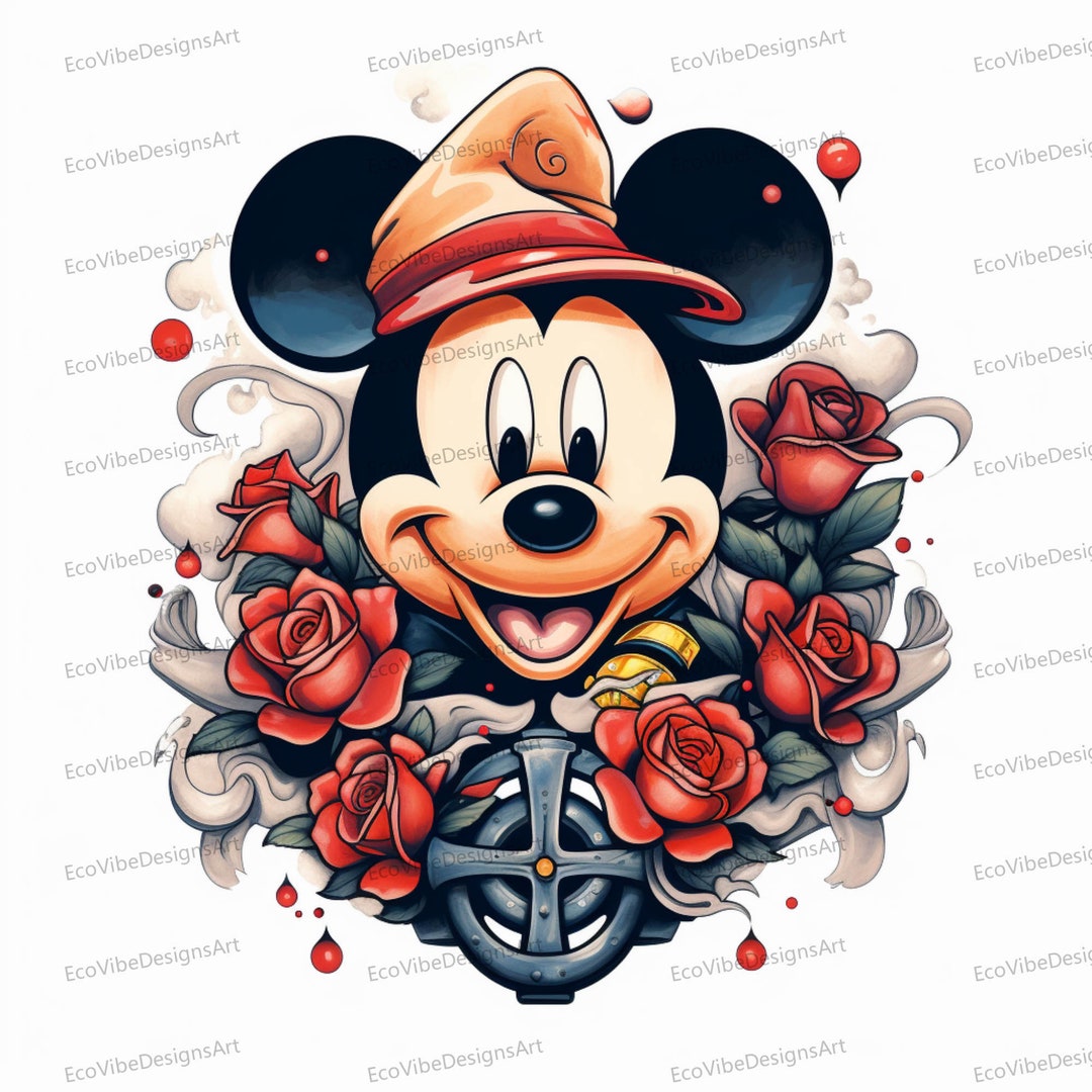 Roses Surrounded Mickey Mouse Png, Happy Birthday Png,, Png, Mickey ...