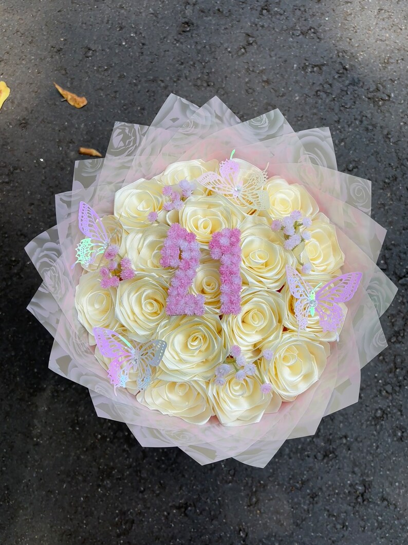 Personalized Ribbon Eternal Rose Birthday Bouquets/ Ramos Personalizods ...