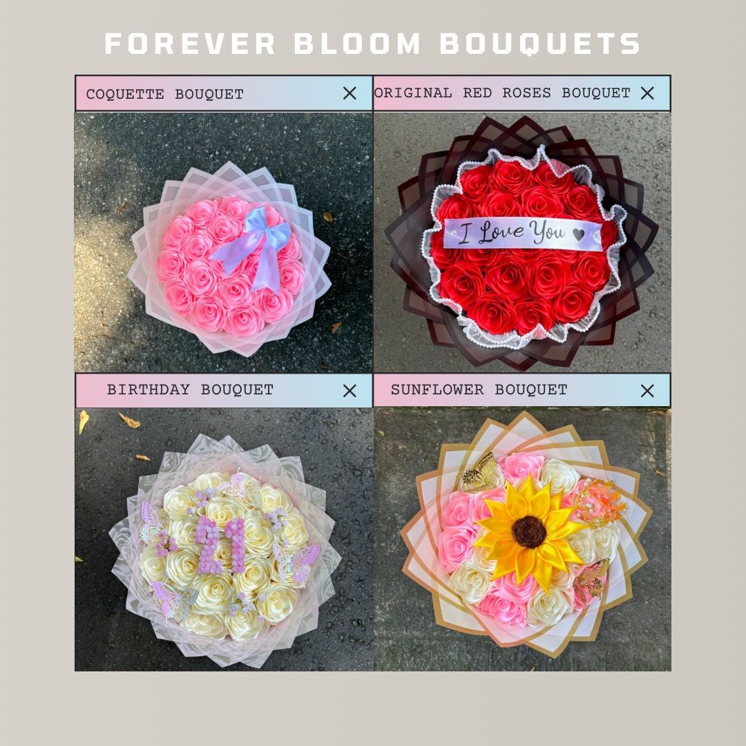 Eternal Ribbon Roses Bouquet for Any Occasion / Ramos De Rosas Eternas ...