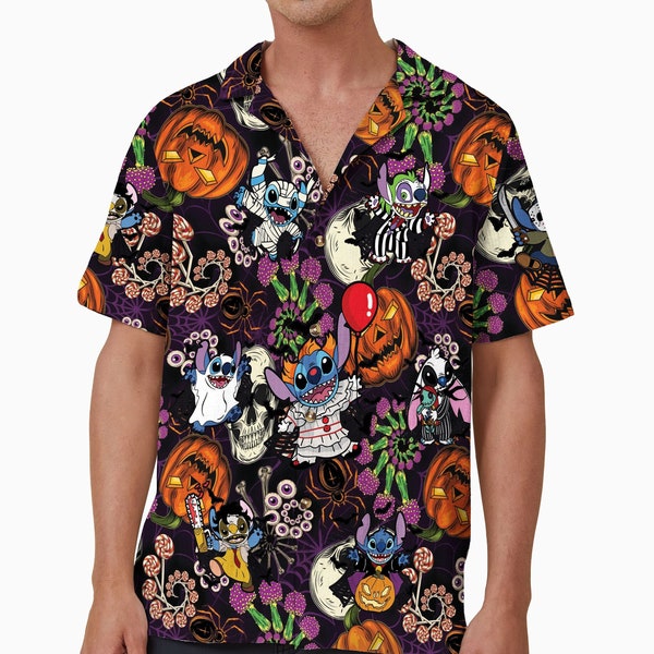 Stitch Halloween Button up Shirt - Etsy