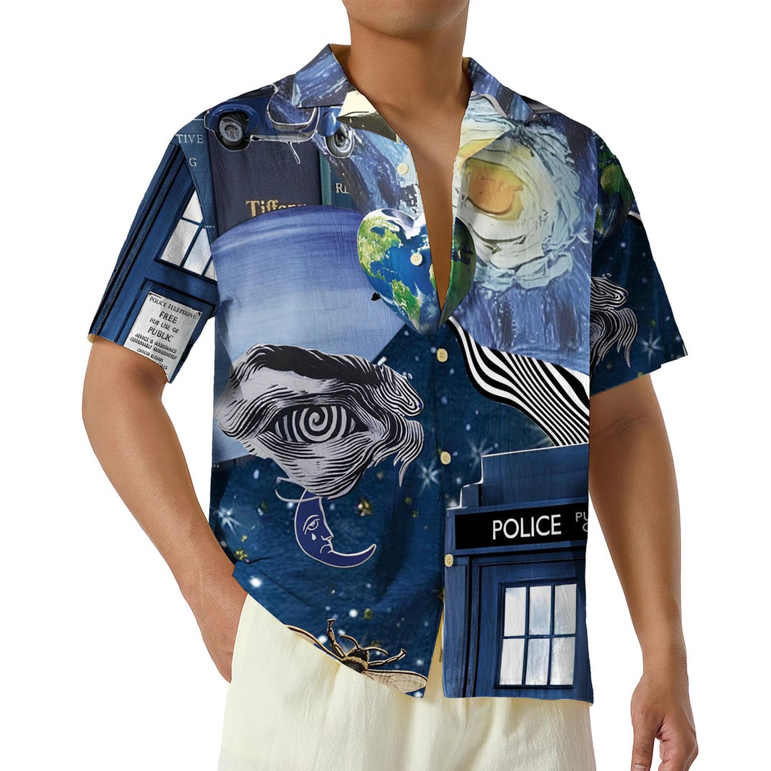 Retro Police Box in Space Doctor Who Hawaii Shirt, Whovian Retro Art ...