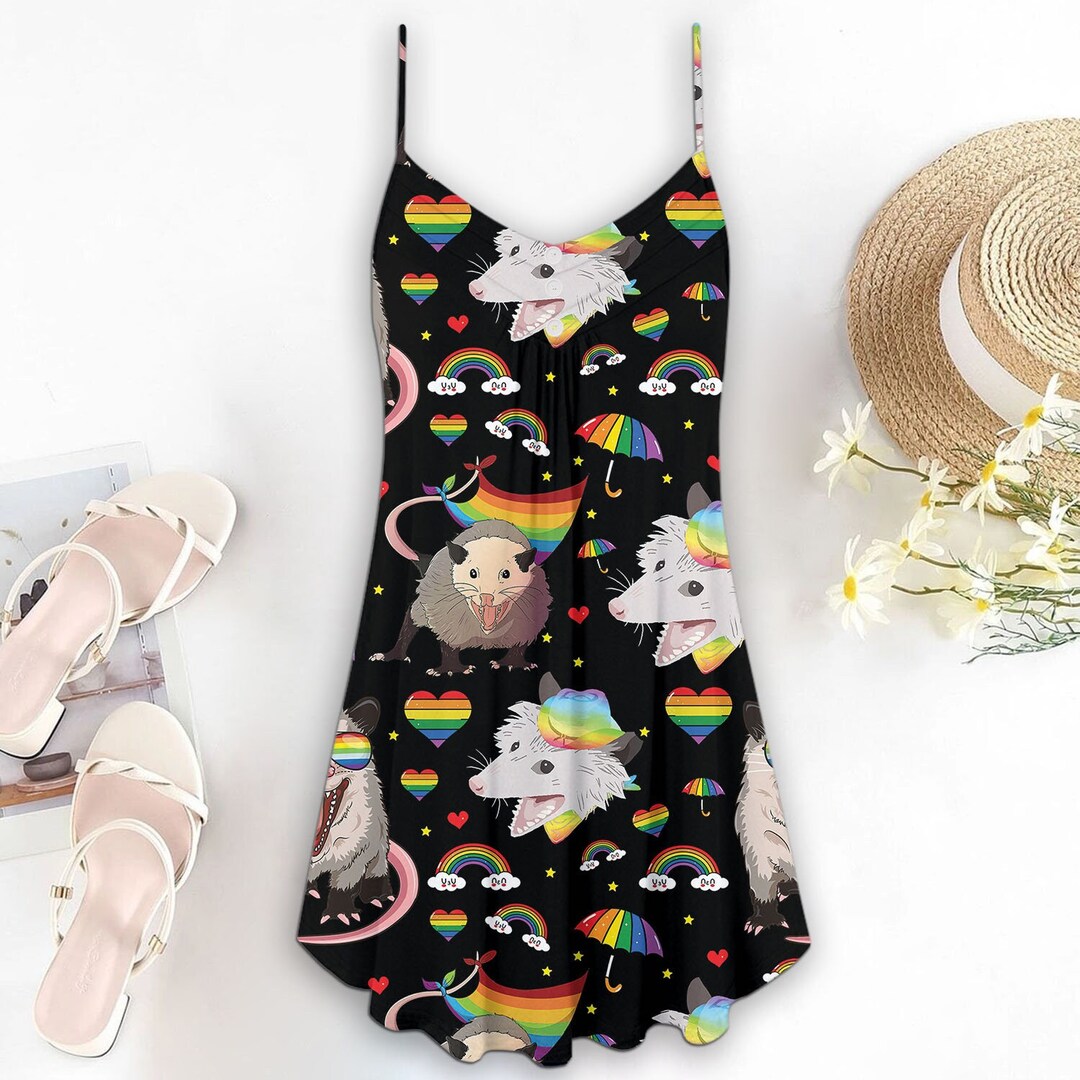 Cowboy Opossum Lgbt Women Dress, Rainbow Opossum Lover Outfit ...