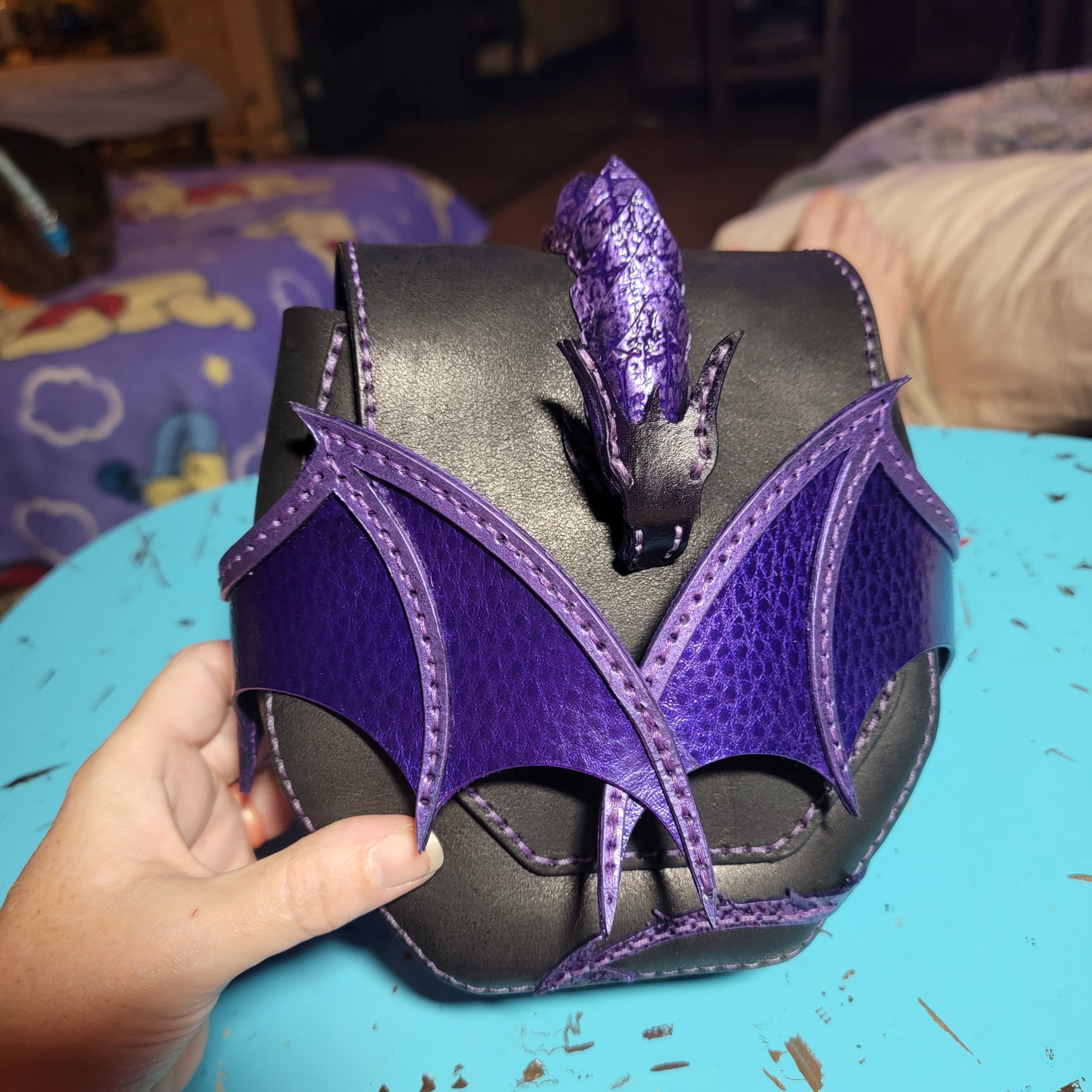 Purple and Black Leather Draconis Dragon Bag - Etsy