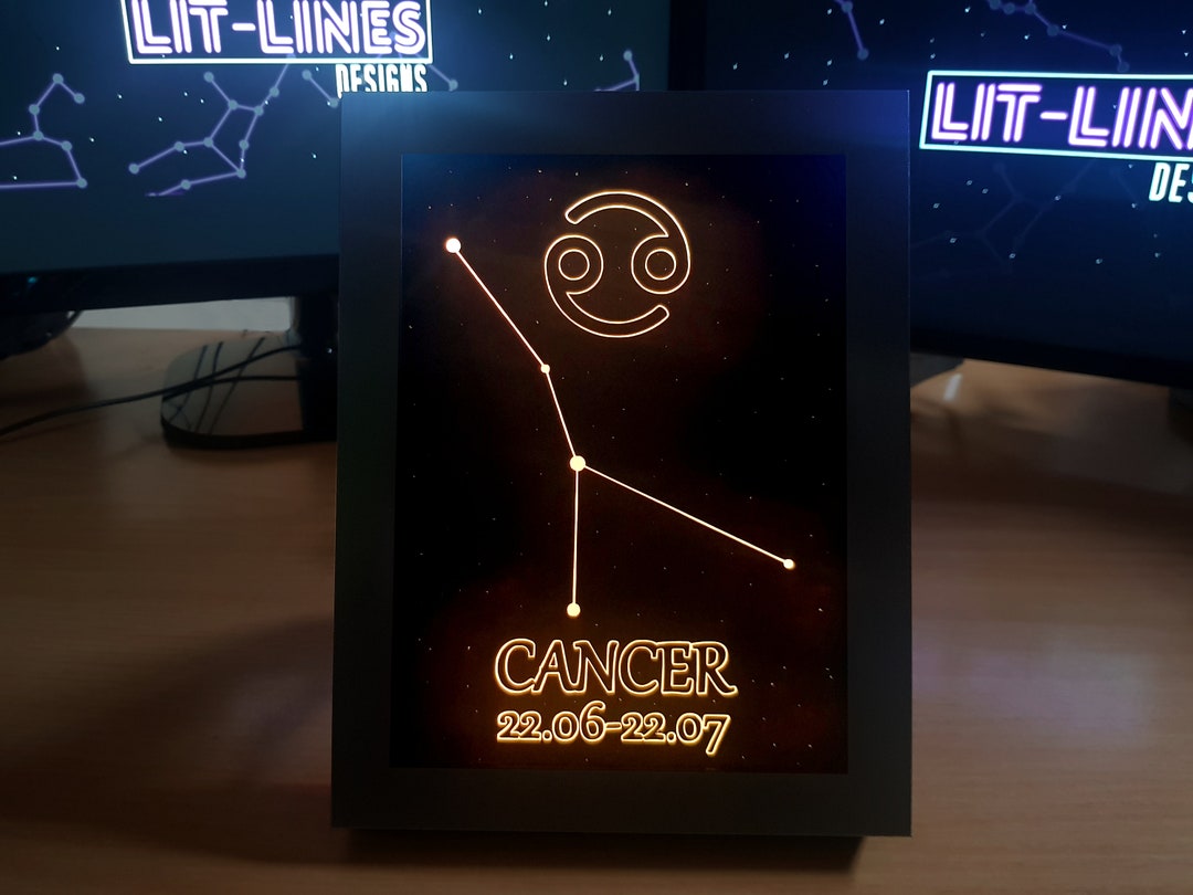 Cancer Zodiac Constellation Illuminated Glass Art Lightbox Celestial ...
