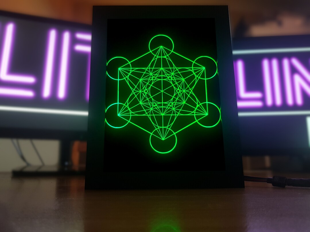 Metatron's Cube Glass Art Lightbox Illuminated Spiritual Decor LED ...