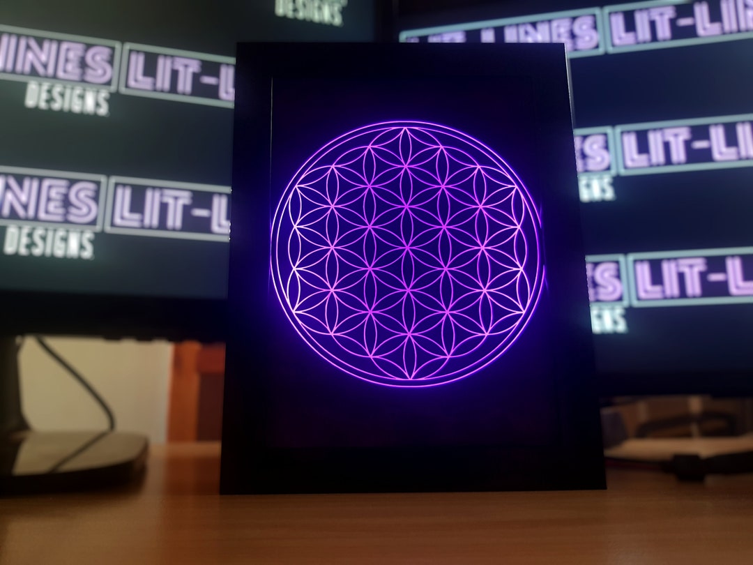 Illuminated Flower of Life Glass Art Lightbox Spiritual Decor LED ...