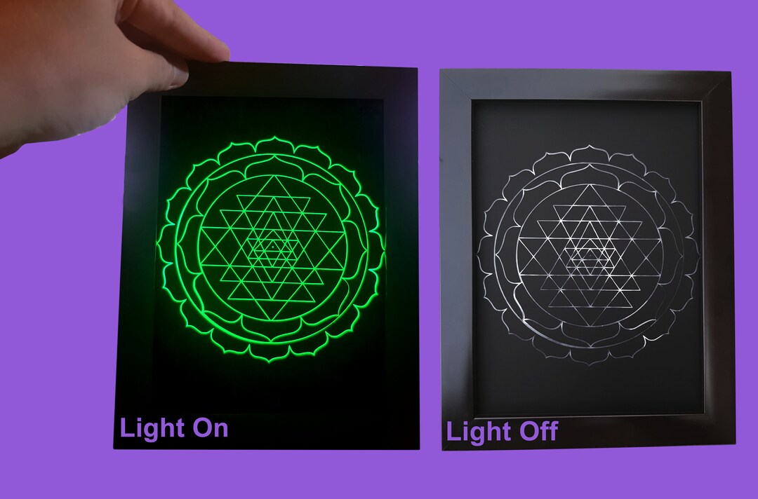 Sri Yantra Illuminated Art Lightbox, Mystical Wall Art, Esoteric ...