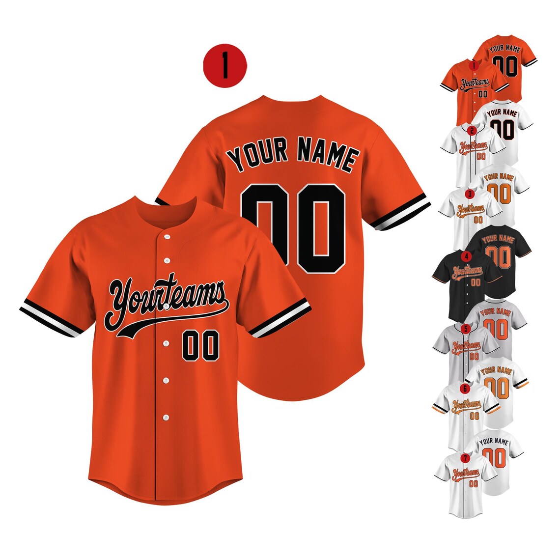 Personalized Name Number Baseball Throwback Orange Jersey, Custom ...