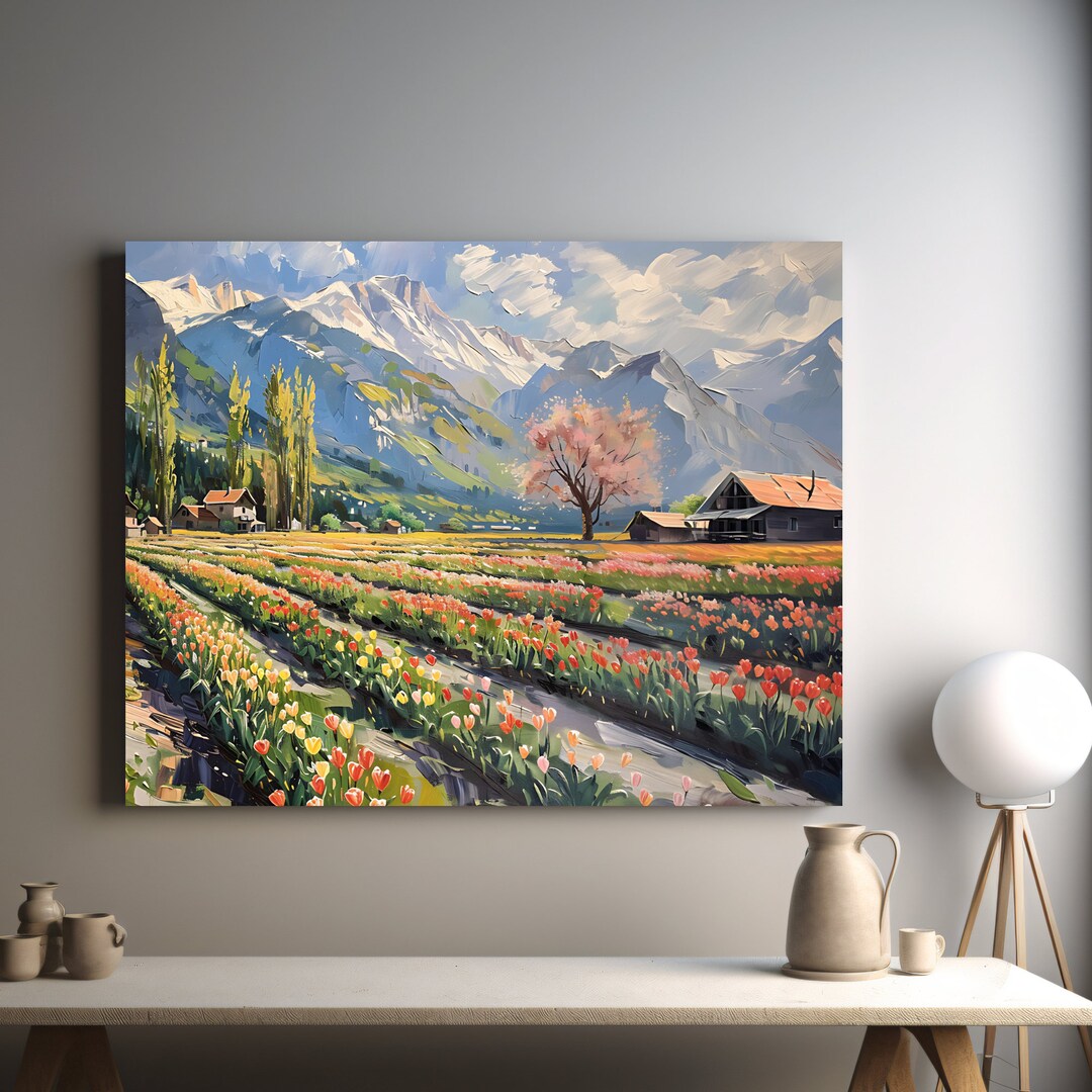 Tulips Field Flower Field Artwork Printable Wall Art Digital Download ...