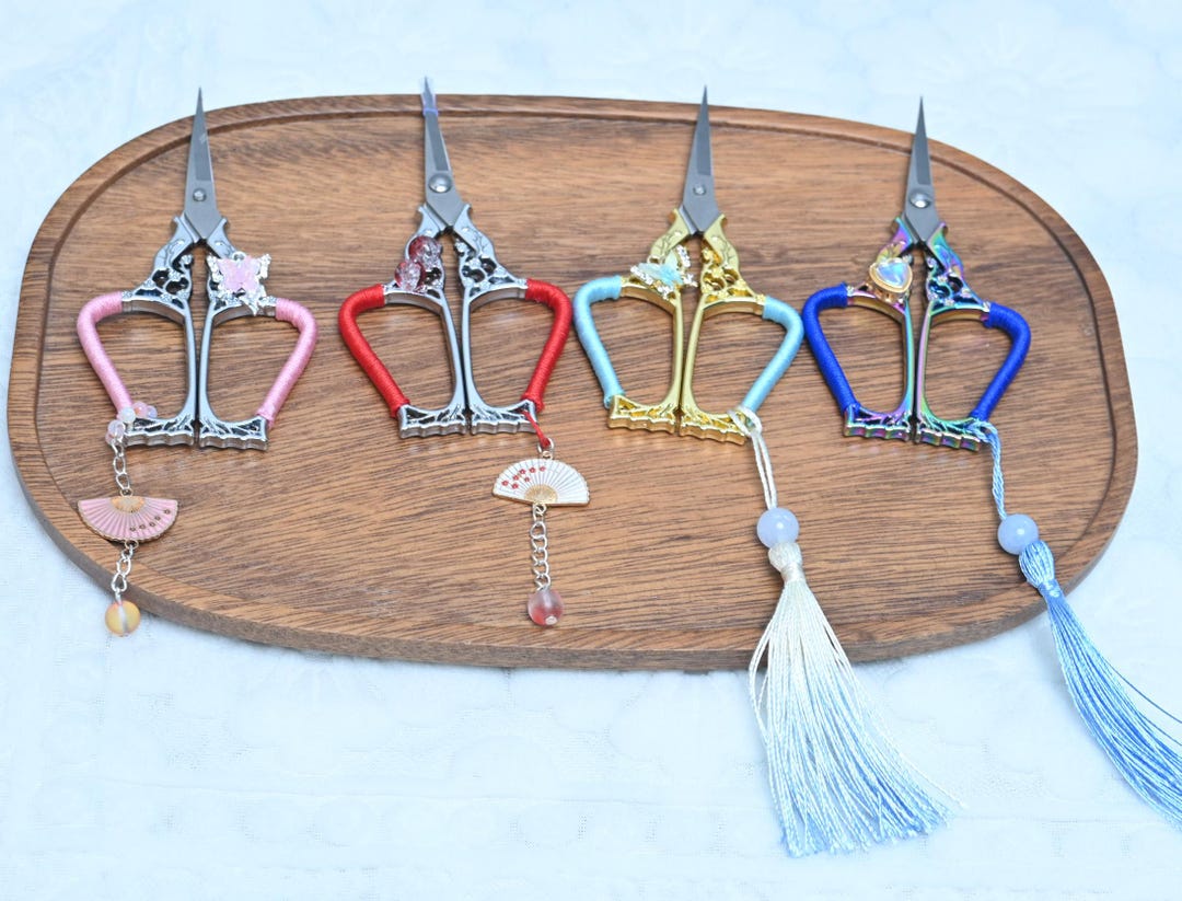 Scissors, Handcrafted Ornate Sewing Scissor Charm Decorative Embroidery ...