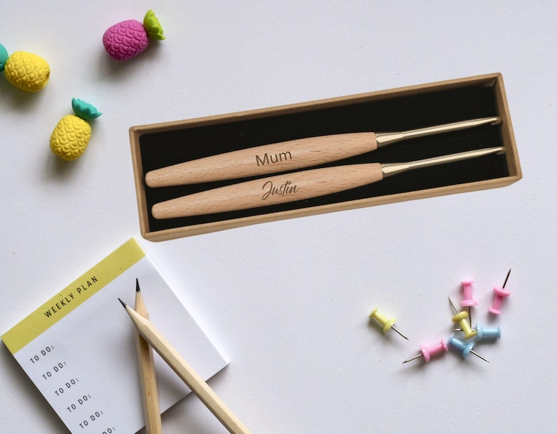 Personalized Bamboo Crochet Hook Set: Ergonomic DIY Craft Needles ...