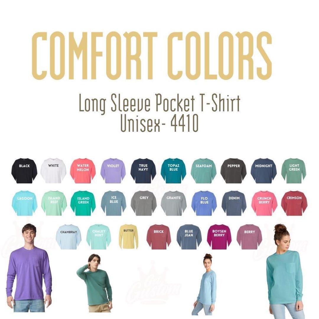 Comfort Colors Long Sleeve Pocket Shirt Blank Comfort Colors Long ...