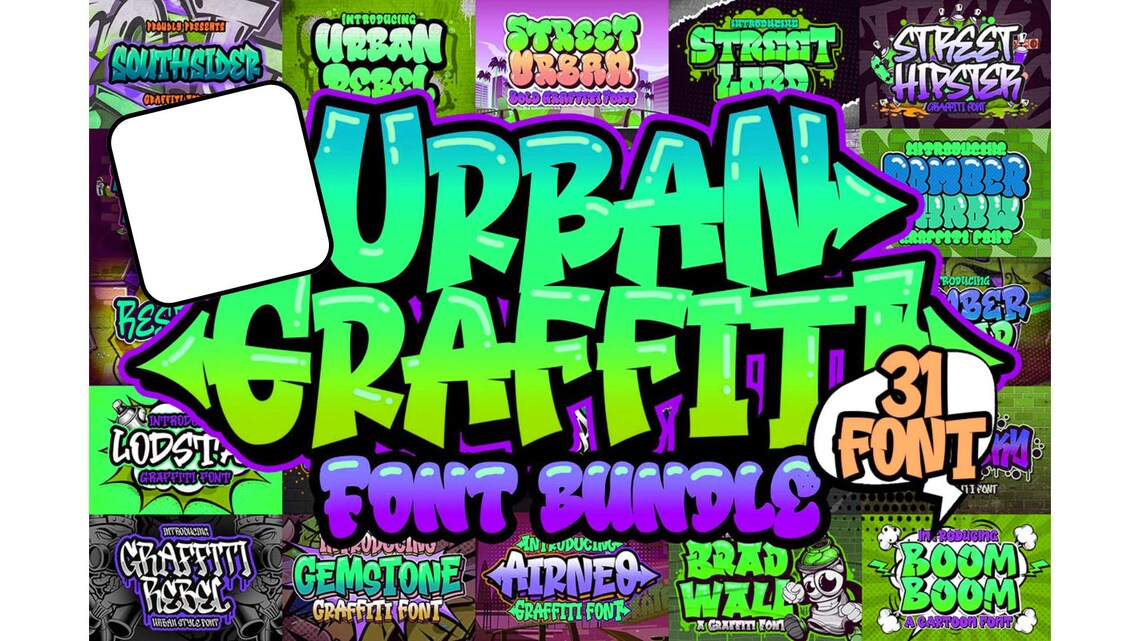 Urban Graffiti Font Bundle | Procreate Prints| Vintage Canva Fonts ...