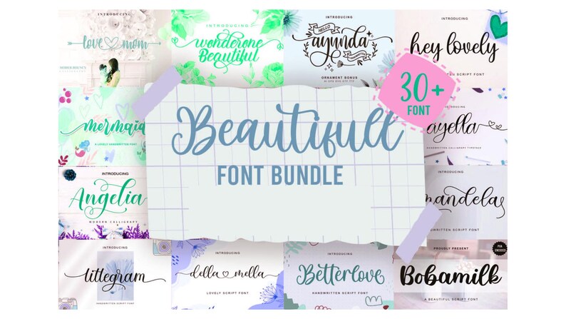 The Best Font Bundle, Vintage Canva Fonts, Cricut Fonts, Beautiful Fonts, Handwritten Fonts - Etsy