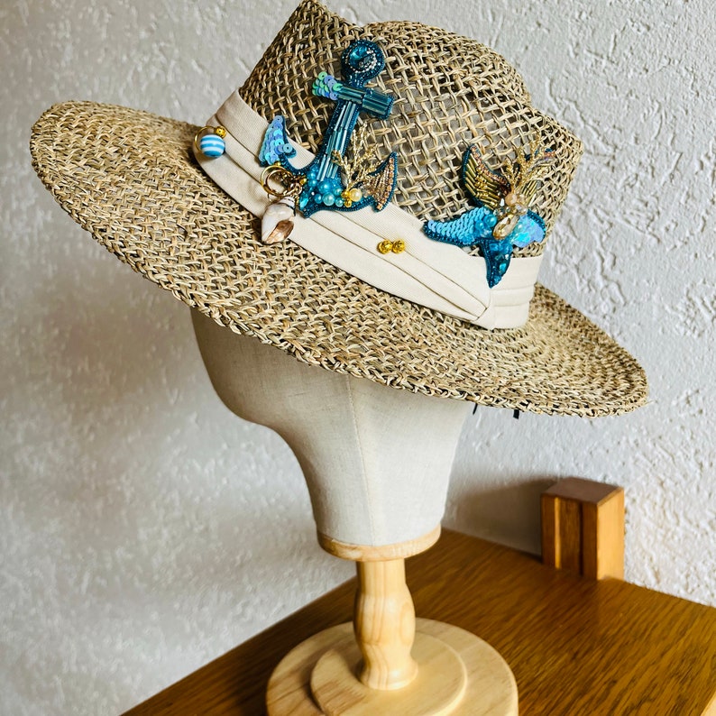 Summer Natural Rattan Hats Wide Brim Sun Straw Beach Hats Boater 8cm ...