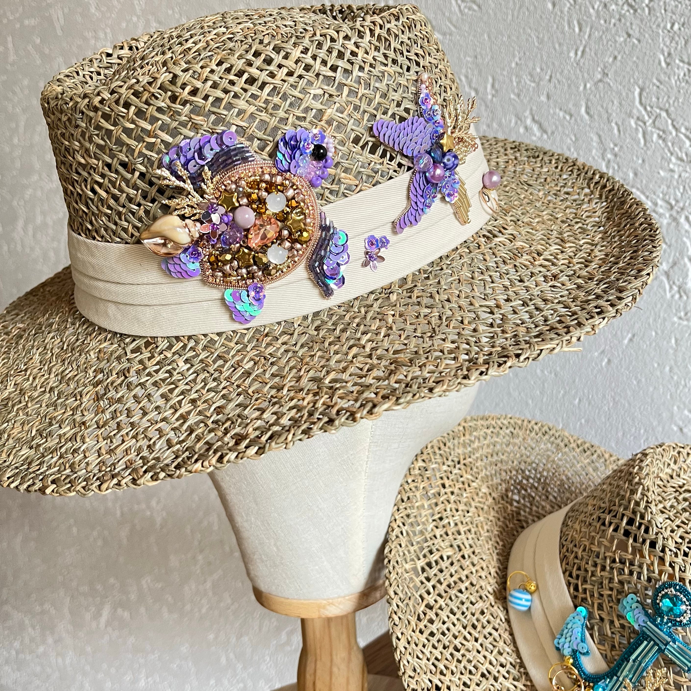 Summer Natural Rattan Hats Wide Brim Sun Straw Beach Hats Boater 8cm ...