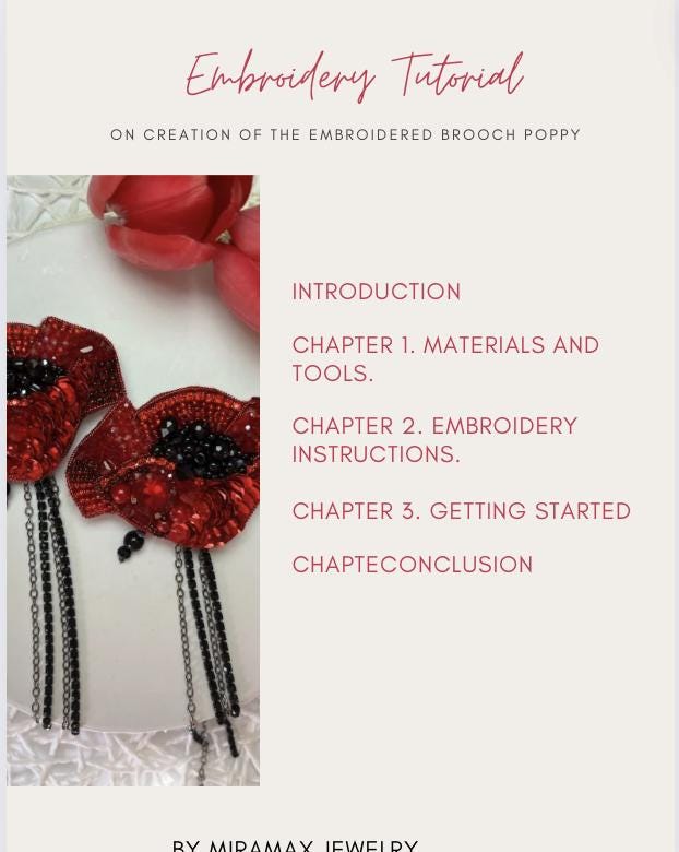 Beginner Beading Tutorial Poppy Brooch, Beadwork Tutorial Flower for ...