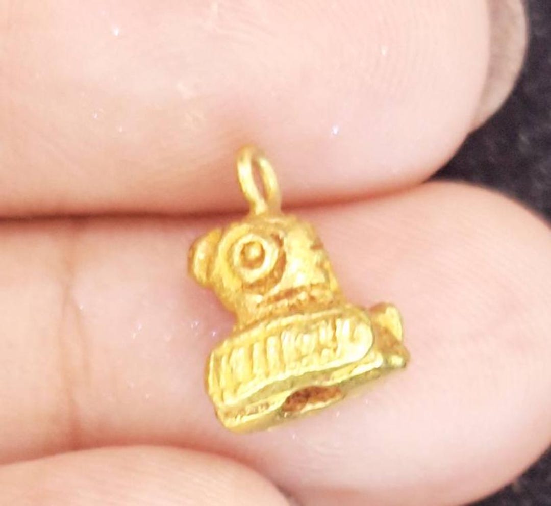 Antique Egyptian God Bird Heron Head Solid Genuine 22k Gold Bead ...