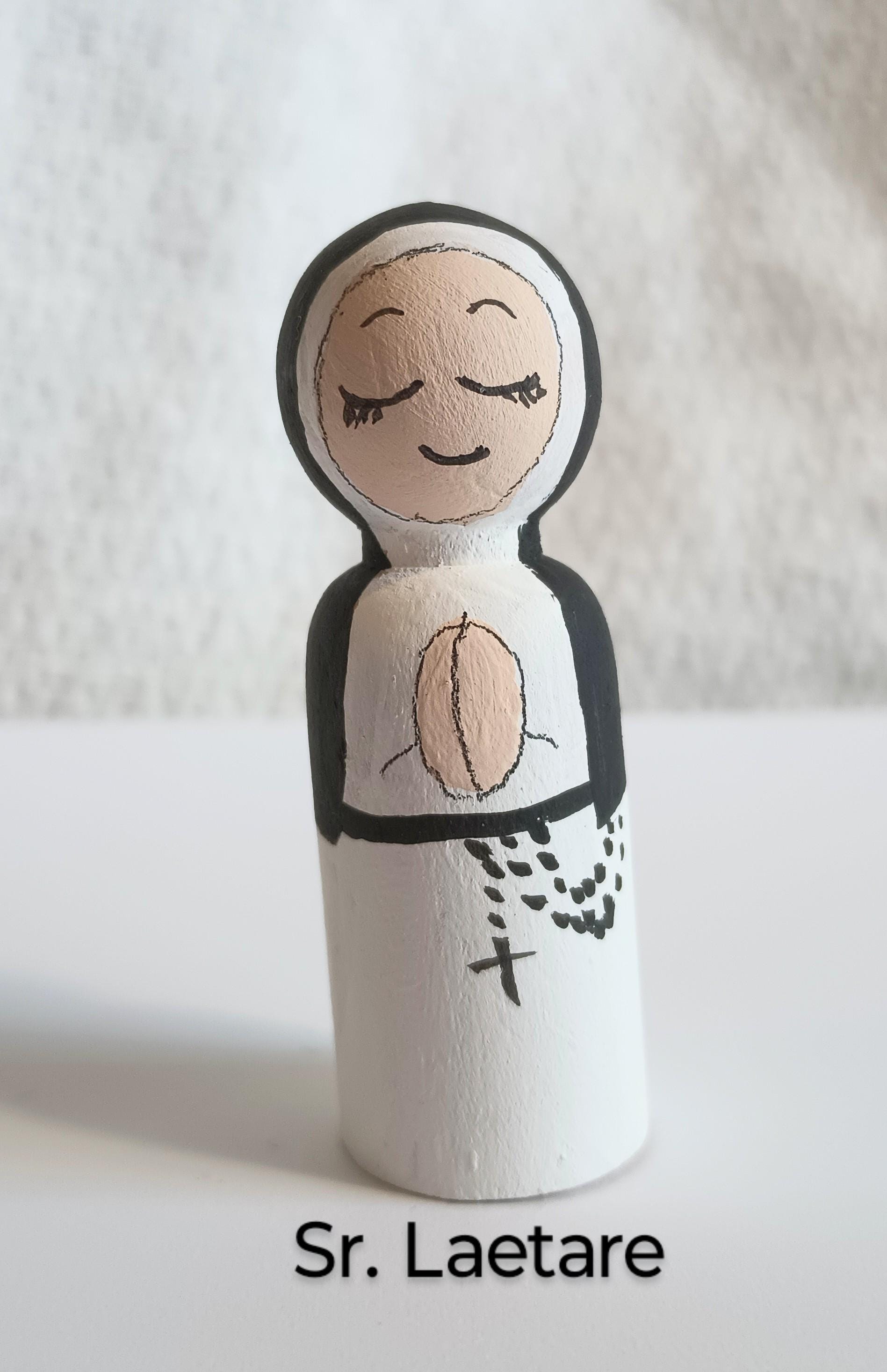 Nun Doll Dominican Wooden Peg Doll Catholic Saint Toy Nun Art Catholic ...