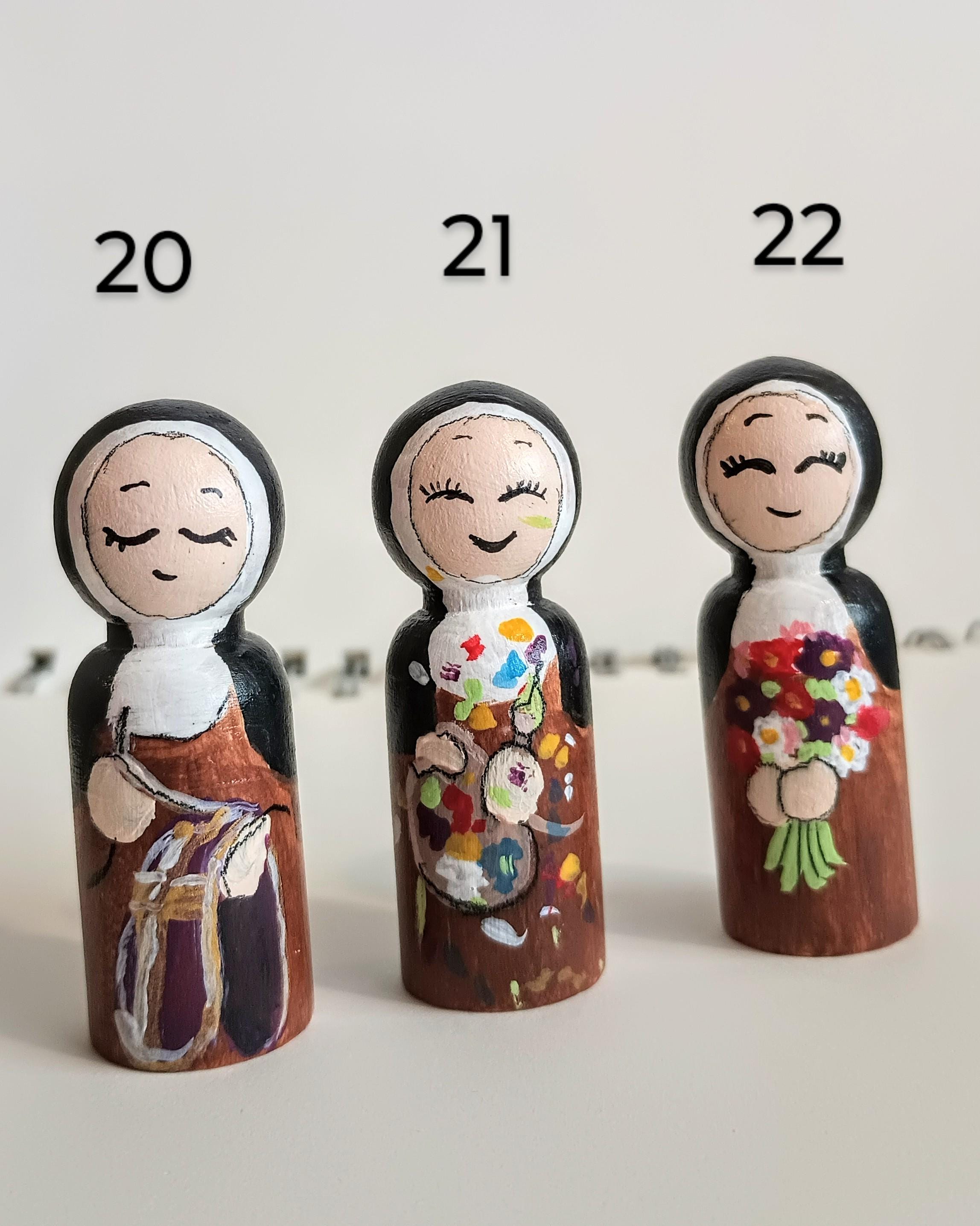 Nun Doll Carmelite Wooden Peg Doll Catholic Saint Toy Nun Art Catholic ...