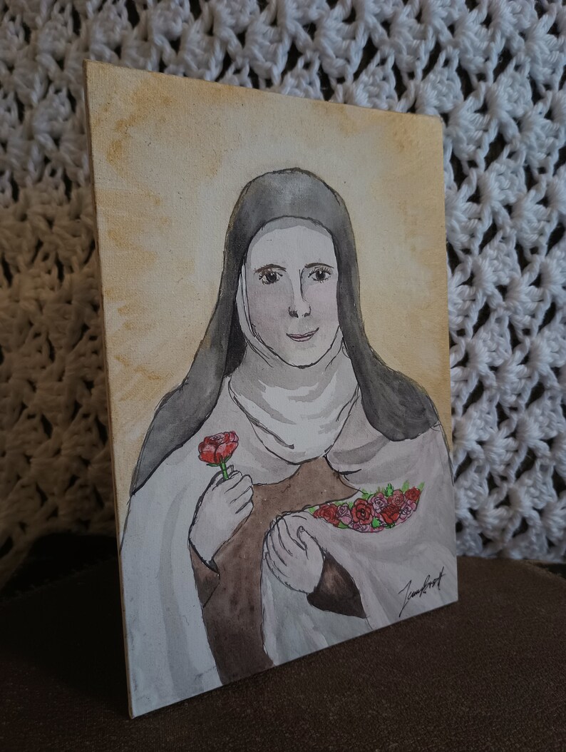St. Therese of the Child Jesus Original Canvas Panel Painting St ...