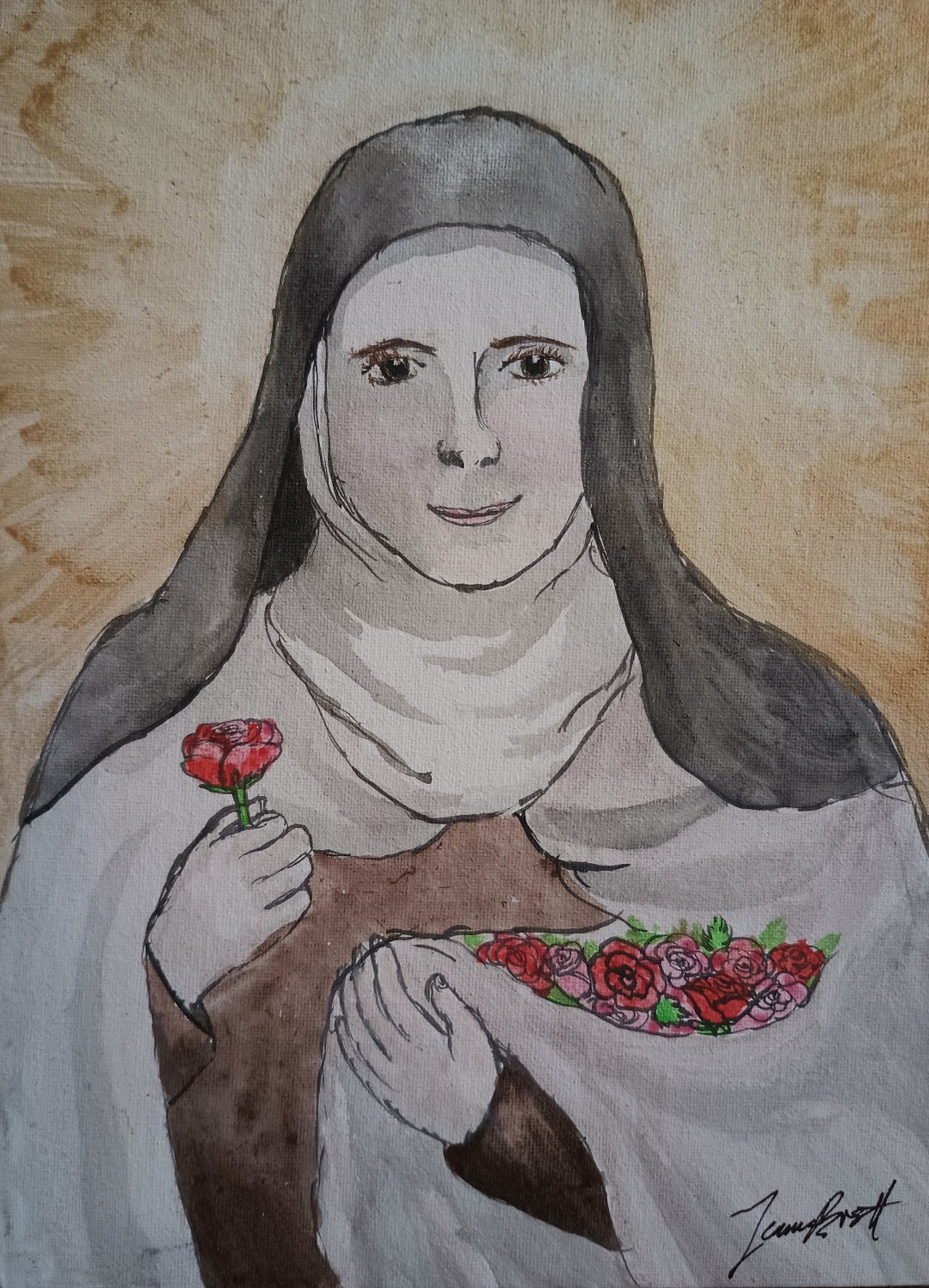 St. Therese of the Child Jesus Original Canvas Panel Painting St ...