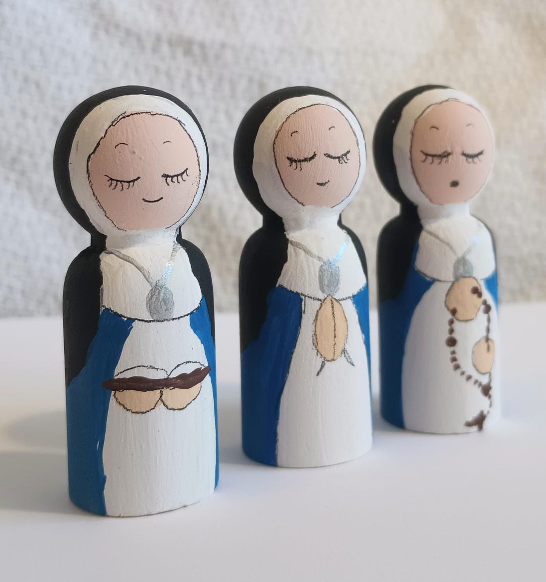 Nun Doll Conceptionist Nun Wooden Peg Doll Catholic Saint Toy Nun Art ...