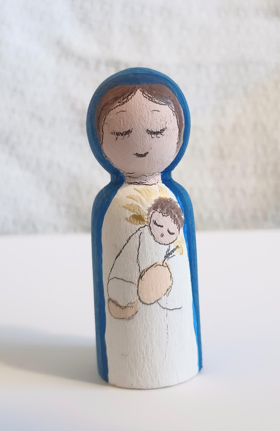 Our Lady Catholic Saint Doll Blessed Mother Doll Catholic Peg Doll ...