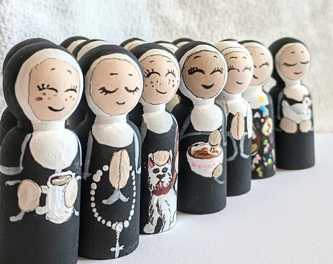 Nun Doll Benedictine Wooden Peg Doll Catholic Saint Toy Catholic Kid ...