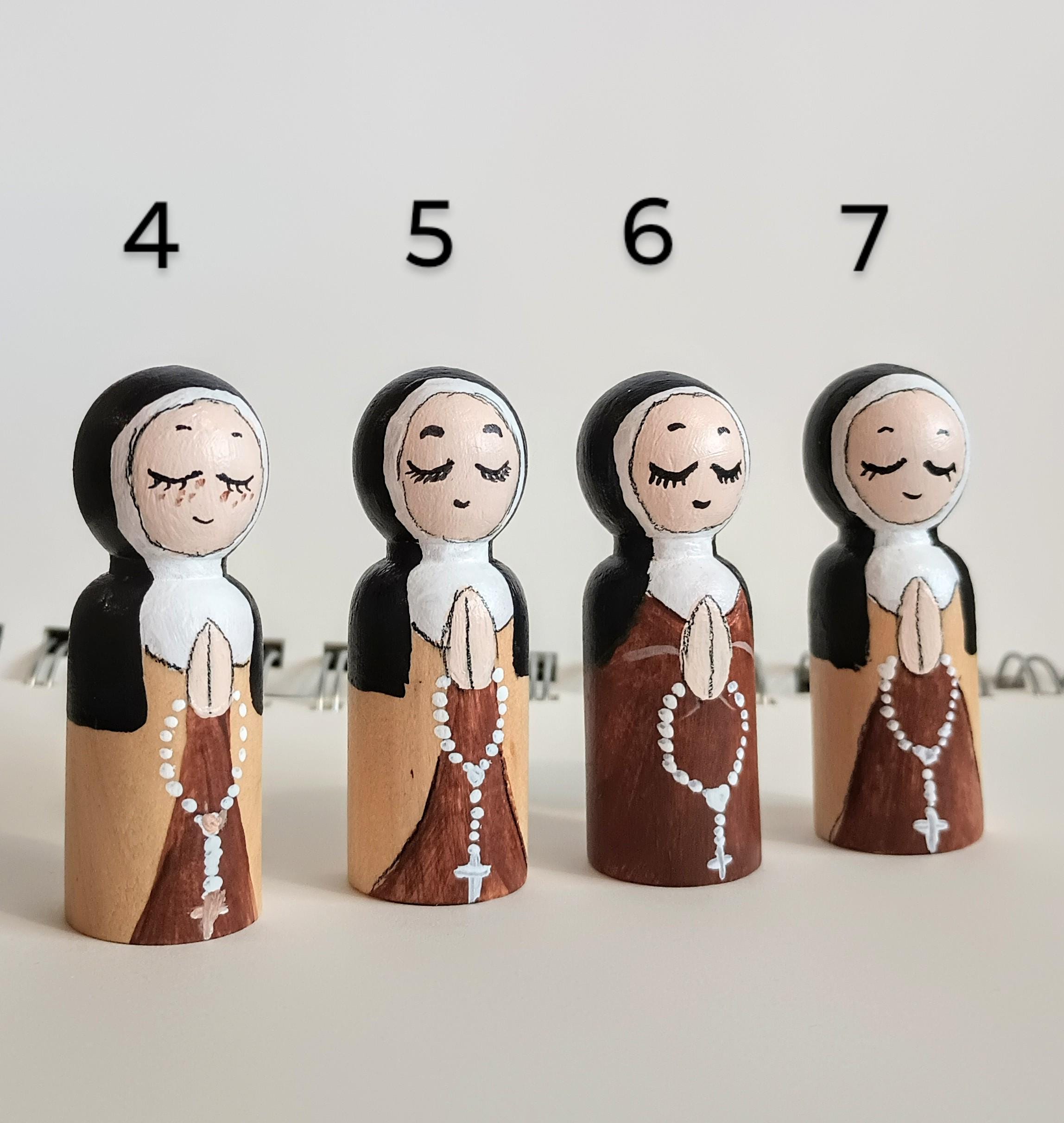 Nun Doll Carmelite Wooden Peg Doll Catholic Saint Toy Nun Art Catholic ...