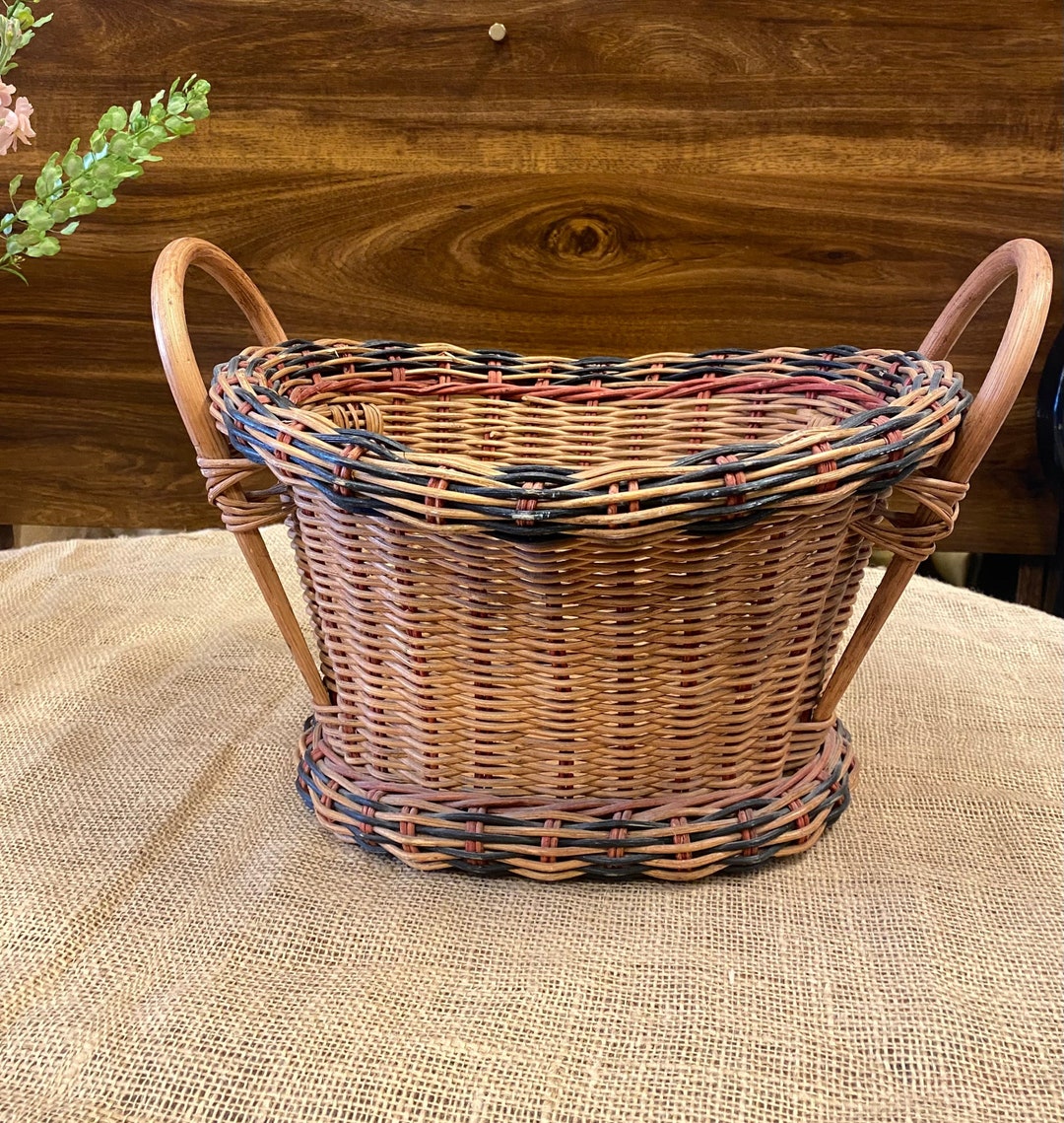 Sturdy Vintage Oval Basket With Large Handles Farmhouse Cottage Core - Etsy