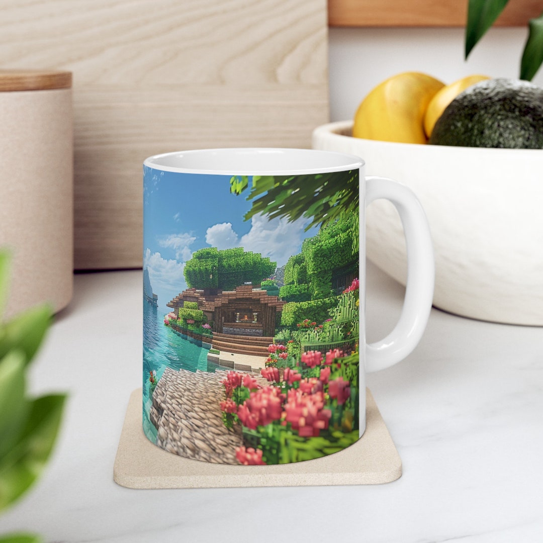 Minecraft Ceramic Mug, Pixelated Gamer Coffee Cup, Video Game Drinkware ...
