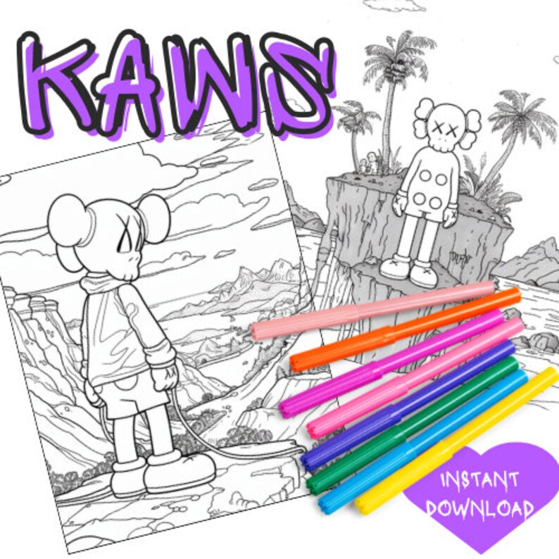 Kaws Set of 2 Hypebeast Graffiti Posters, Printable KAWS Graffiti Art ...