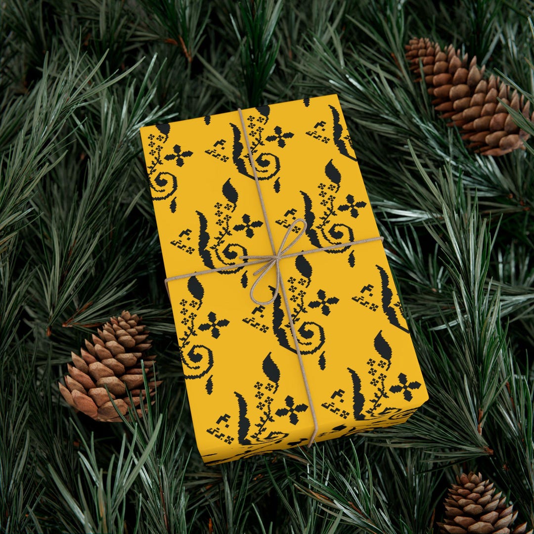 Persian Gift Wrap Paper / کاغذ کادو طرح دفتر مشق دهه ۶۰ / Yellow ...