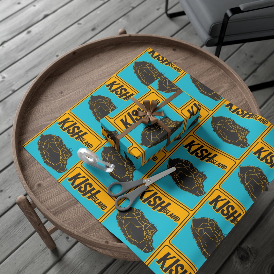 Kish Island Map Gift Wrap Paper / کاغذ کادو نقشه جزیره کیش ایران / Iran ...