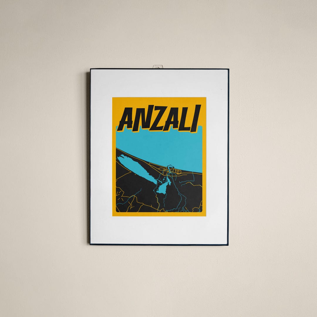 Anzali Map Wall Decor / پوستر نقشه بندر انزلی ایران / Iran Themed Satin ...