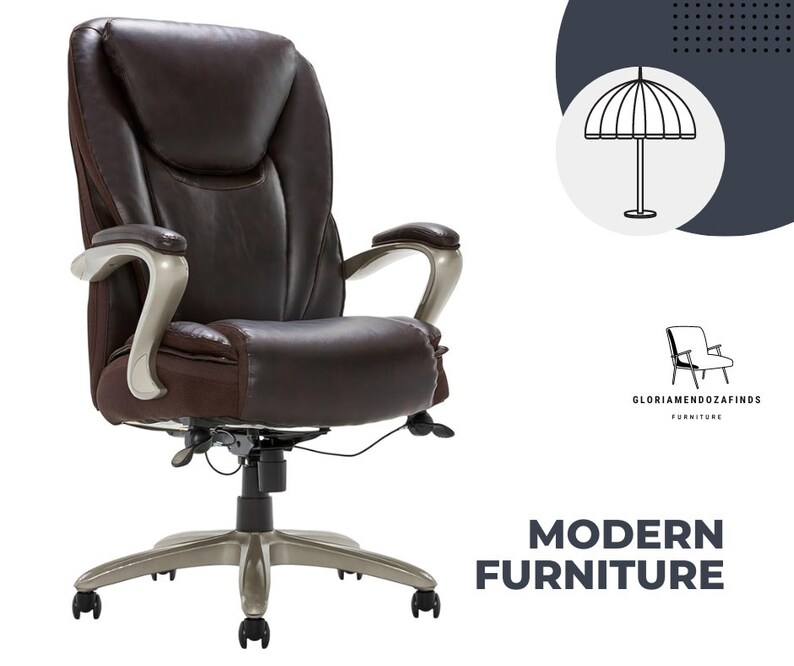 Large & Tall High-back Ergonomic Bonded Leather Chair in Satin Nickel ...