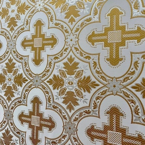 Church Fabric in White and Gold, Nonmetallic Brocade, Liturgical ...