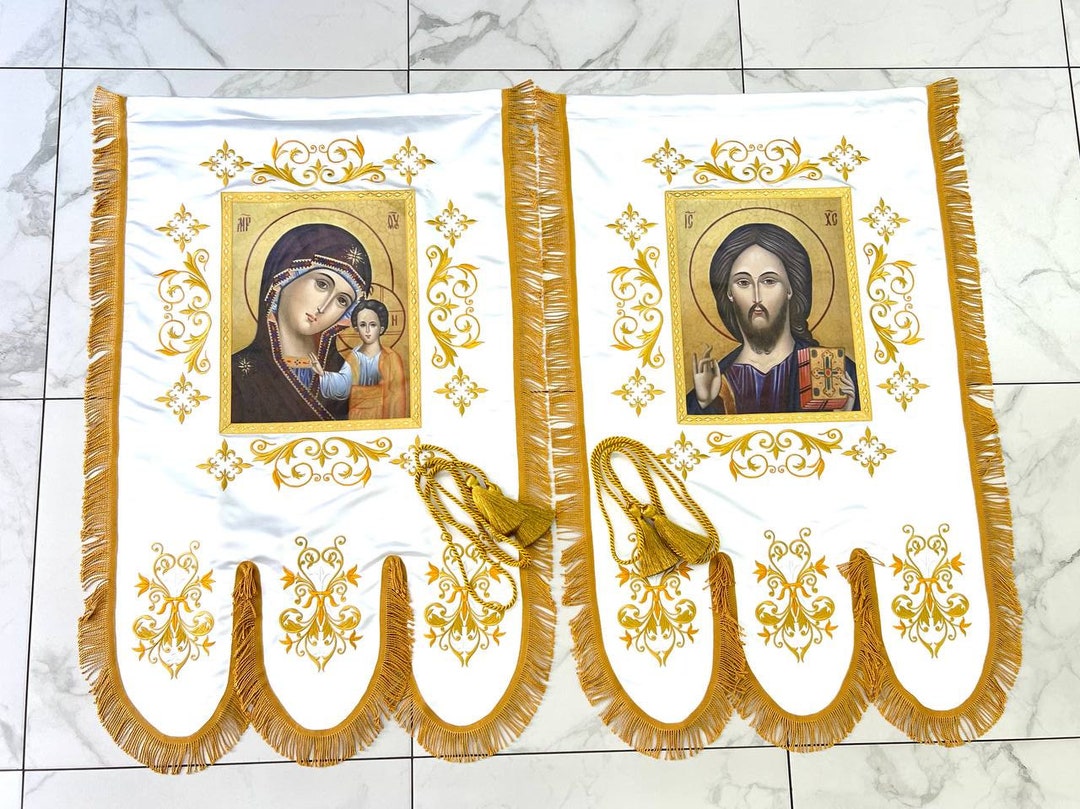 Embroidered Orthodox Church Banner With the Icon of Theotokos and ...