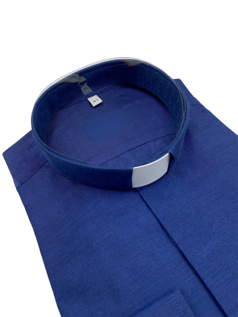 Dark Blue Shirt for Priest, Blue Shirt With White Collar, Clergy ...