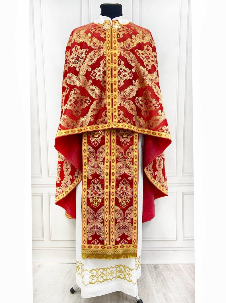 Red and Gold Vestments for a Priest, Orthodox Church Garments, Greek ...