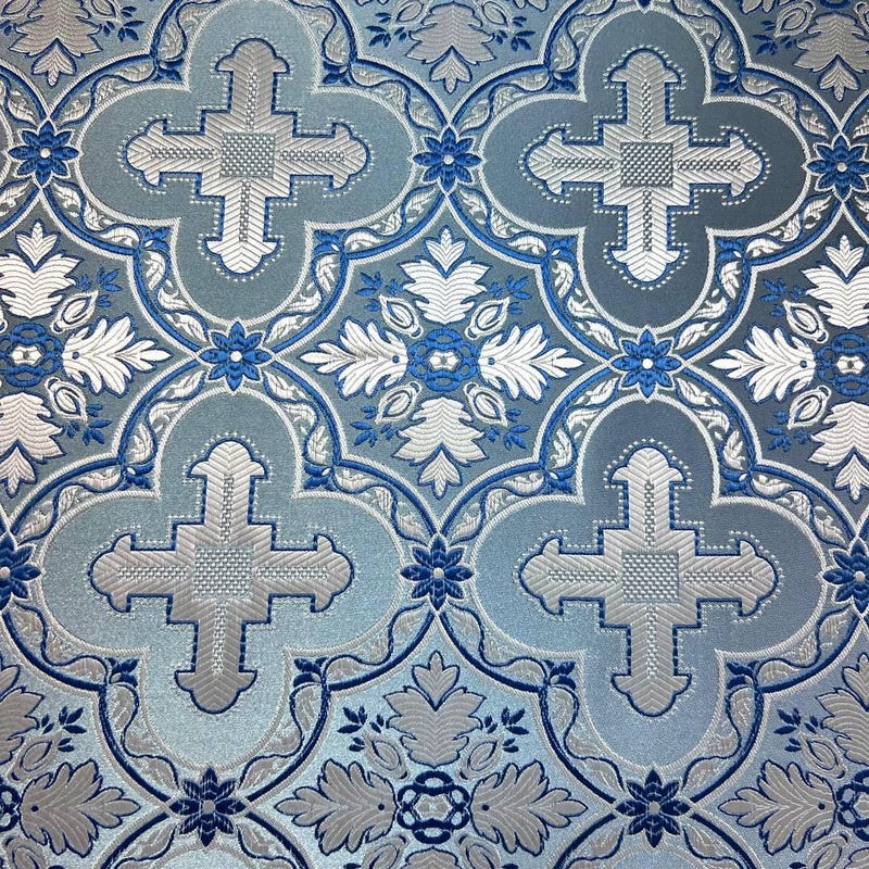 Brocade Blue Silver - Etsy