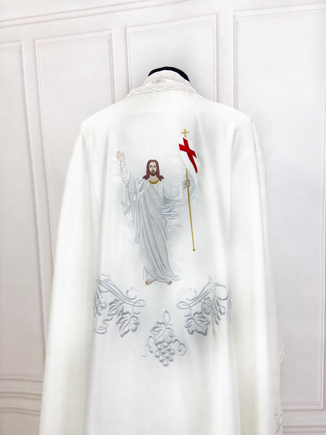 White Vestments With Icon of Jesus and Maltese Cross, Greek Style ...