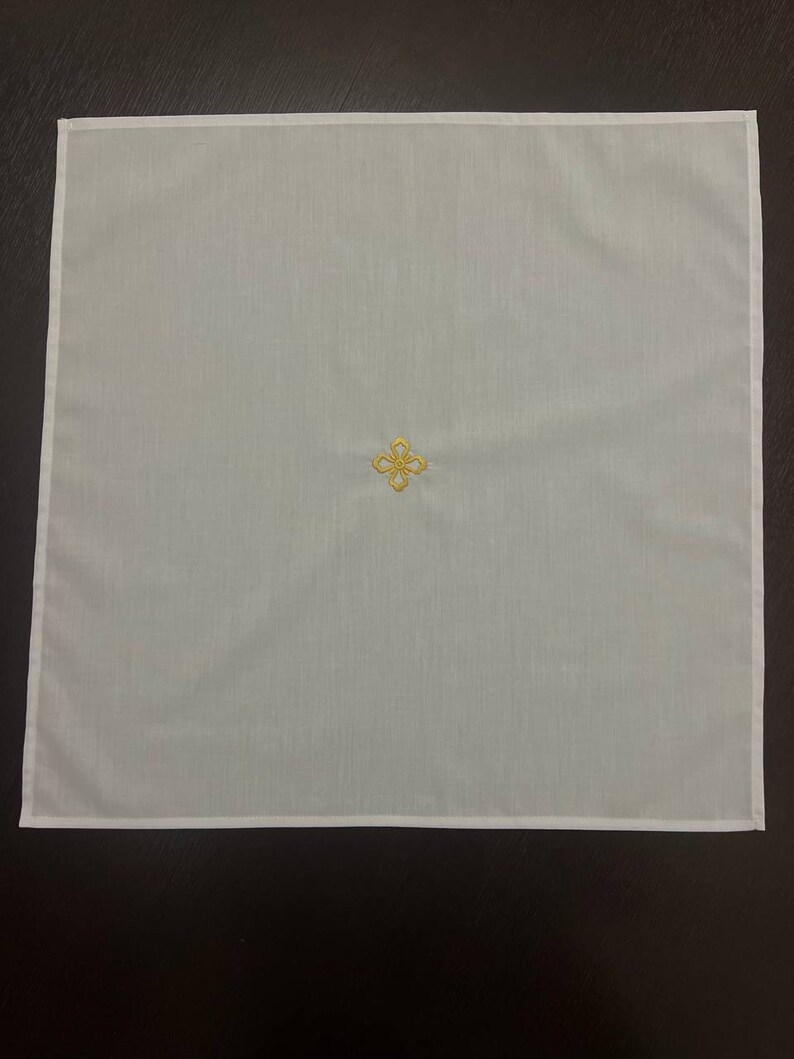 White Ilethon Embroidered Altar Cloth, Religious Linen for Church ...