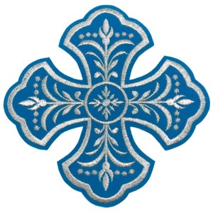 Gold Embroidered Christian Cross Patch for Liturgical Fabric - Church ...
