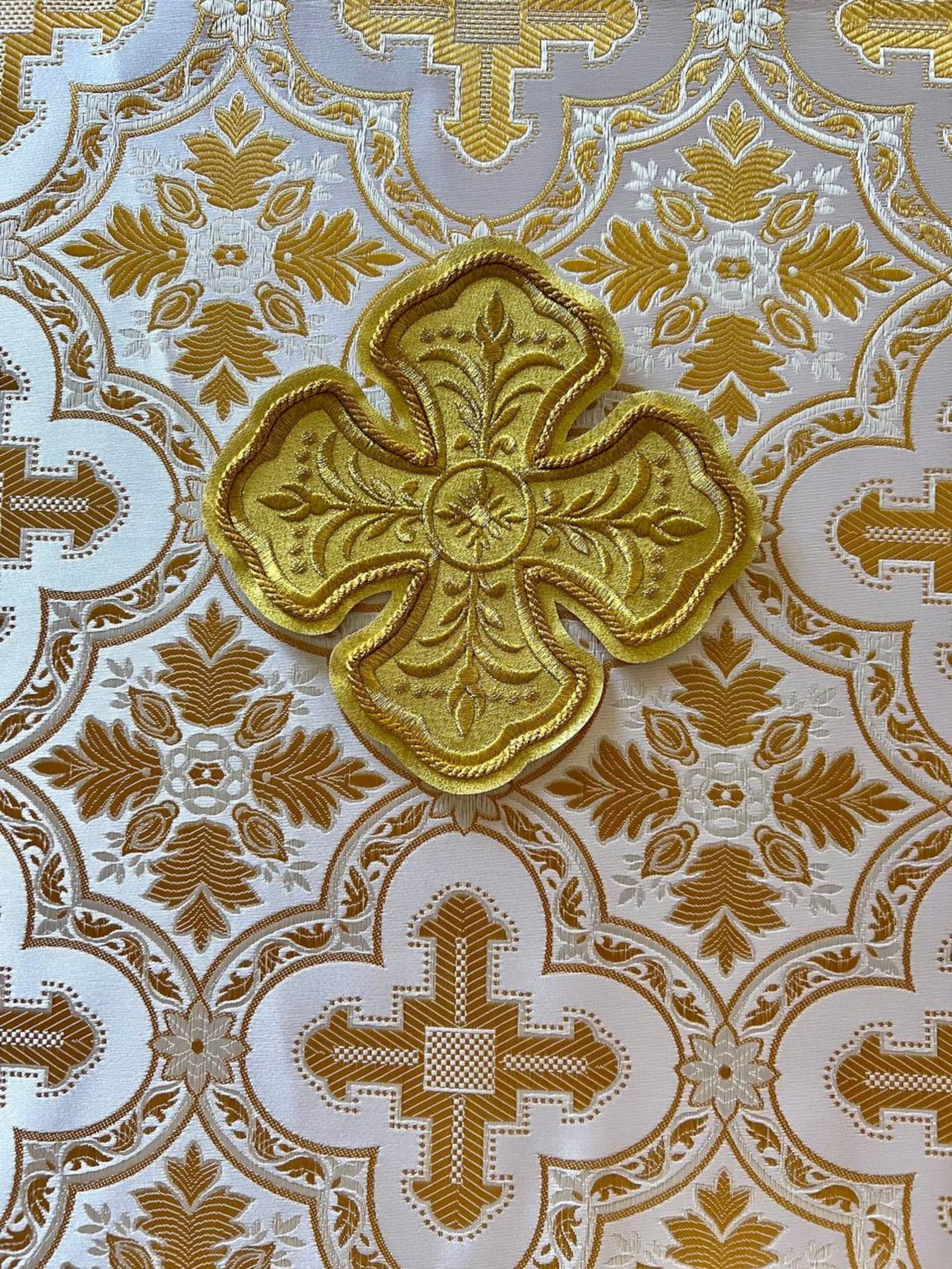 Church Fabric in White and Gold, Nonmetallic Brocade, Liturgical ...